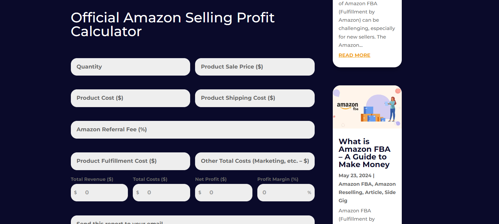 Amazon Selling Profit Calculator - Try It For Free! - Locking Profits